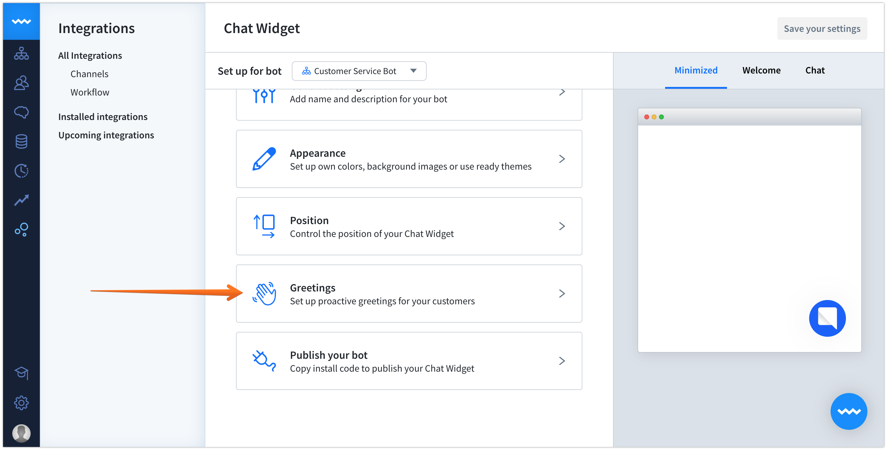 Setting up Greetings
