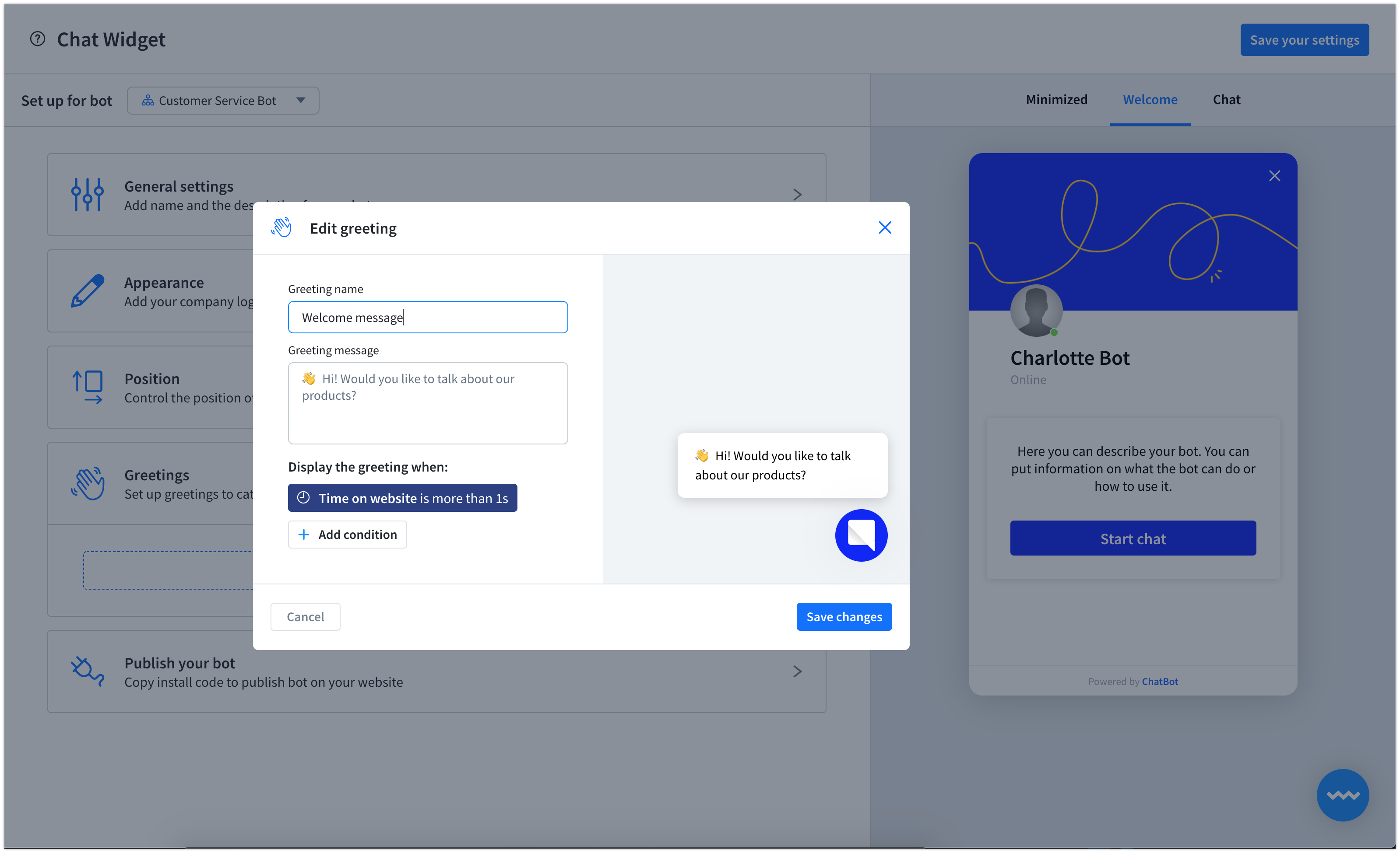 Setting up Greetings