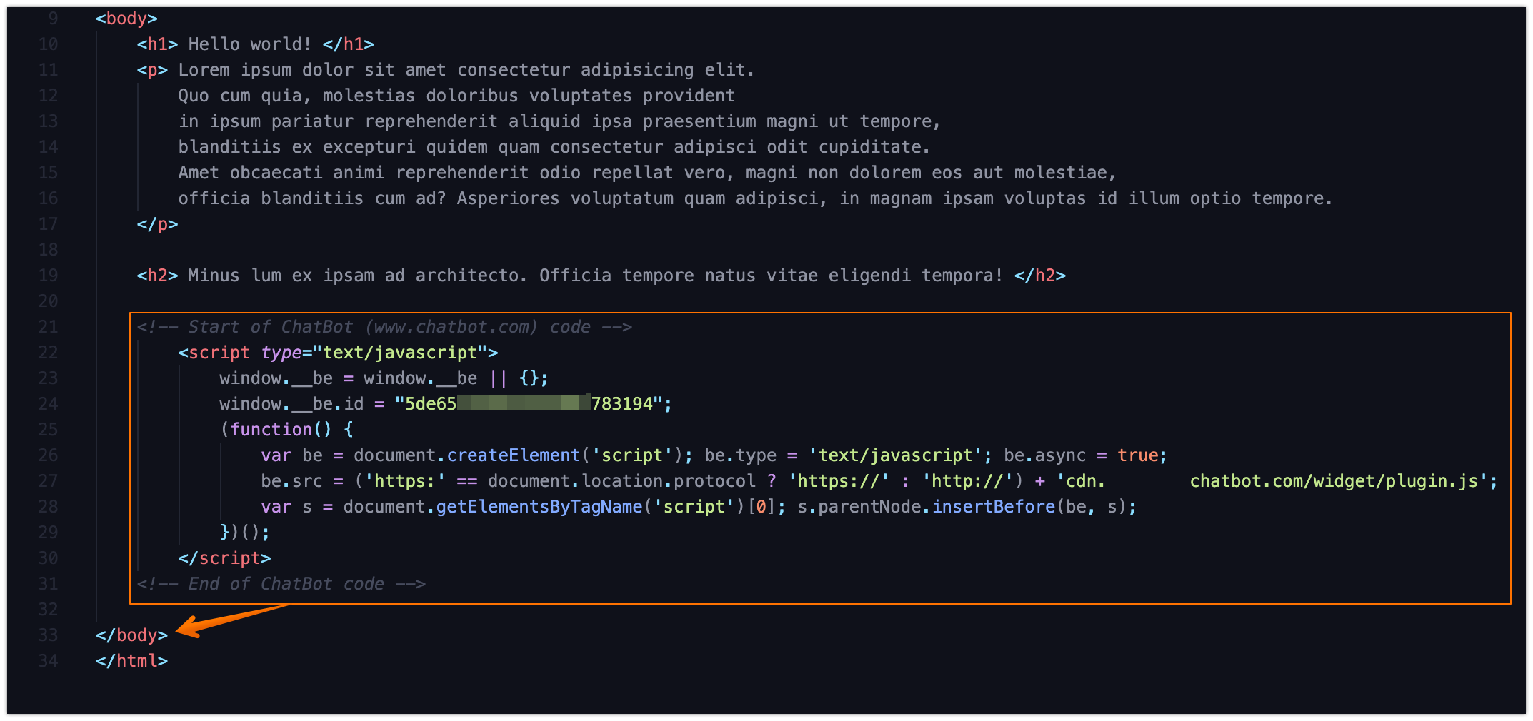 Install ChatBot on your website